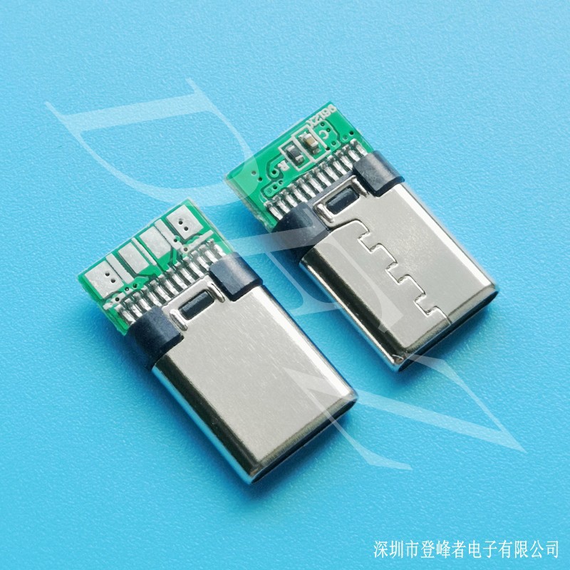 24P冲压款Typec插头亮镍TYPEC两芯充电板type c数据板type-c公头-阿里巴巴