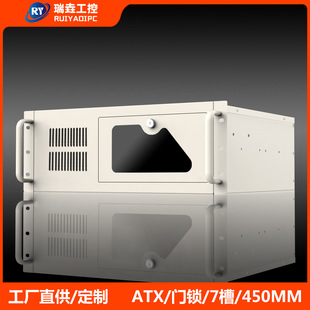 工厂现货4U工控机箱450MM服务器防静电厚实钢材带锁磨砂工业灰-阿里巴巴