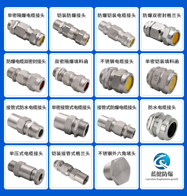 铠装防爆金属电缆防水接头金属铜镀镍防爆格兰头船用填料函-阿里巴巴