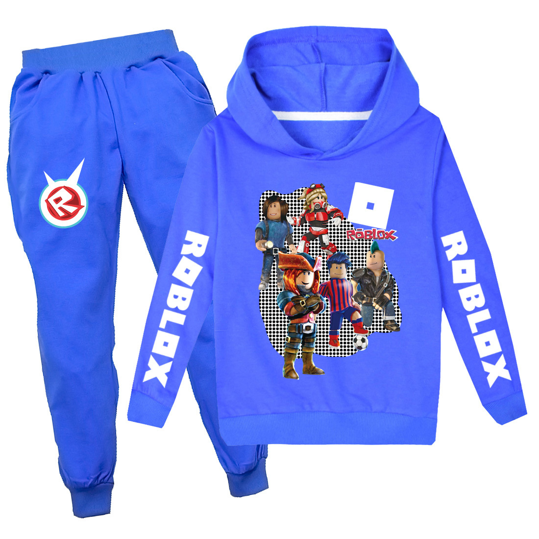 ROBLOX男女童套装春秋新款中大童连帽卫衣+休闲长裤 CT2191-阿里巴巴