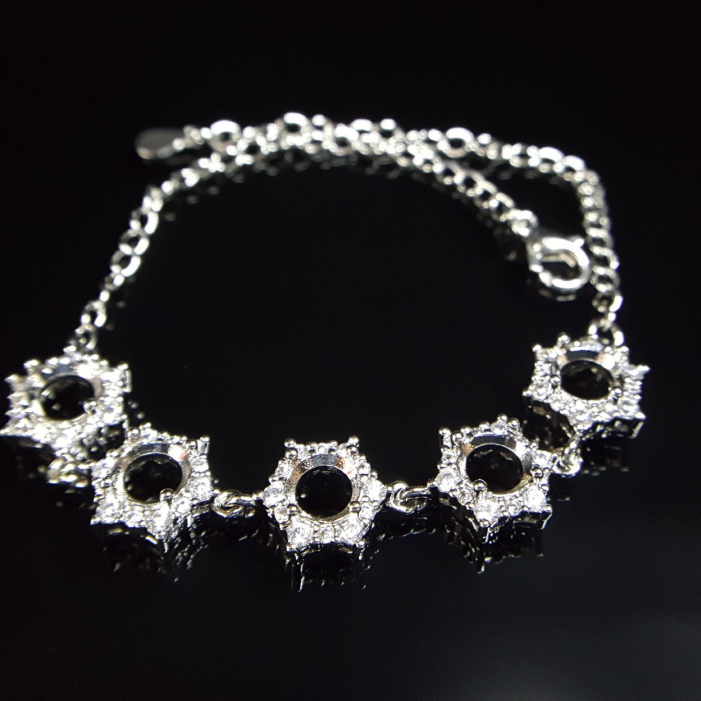 S925银手链空托 蛋面切面爪镶嵌 正圆形5m 6m 8mDIY配托 莫桑钻-阿里巴巴