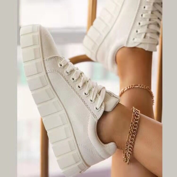 AliExpress 2021 Summer New Canvas Shoes Women's Platform Casual Lace-up ...