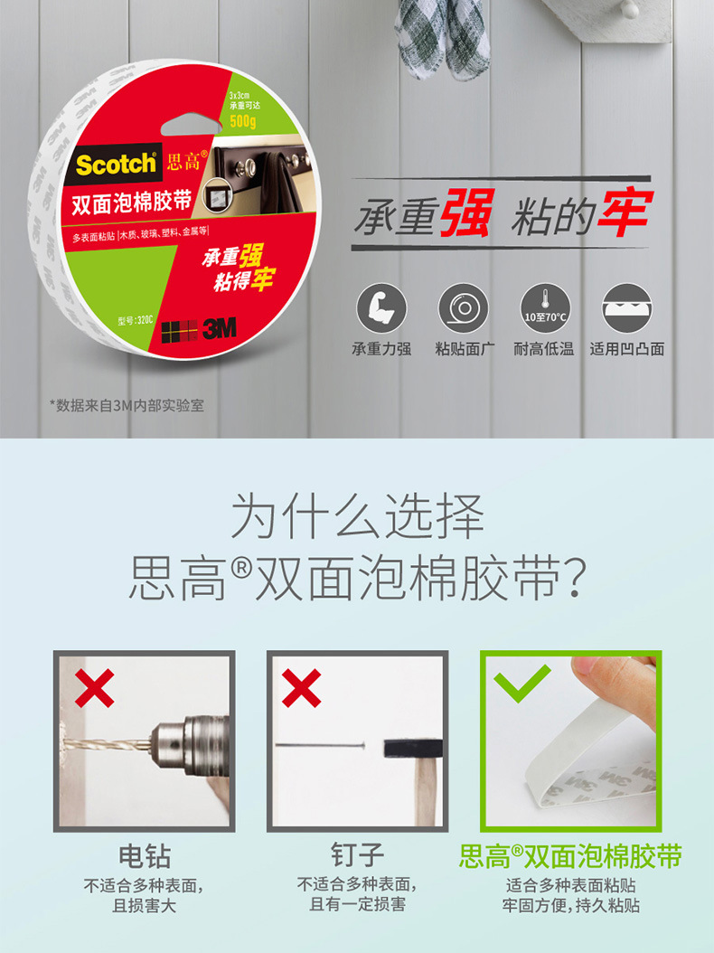 3m思高320c强力泡棉双面胶相框金属支架挂钩双面胶带耐温防水3m胶-阿里巴巴