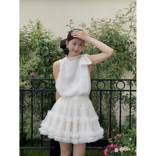 【梦境芭蕾】歌铭复古蕾丝网纱半身裙女夏季高腰a字蓬蓬短裙N139C-阿里巴巴