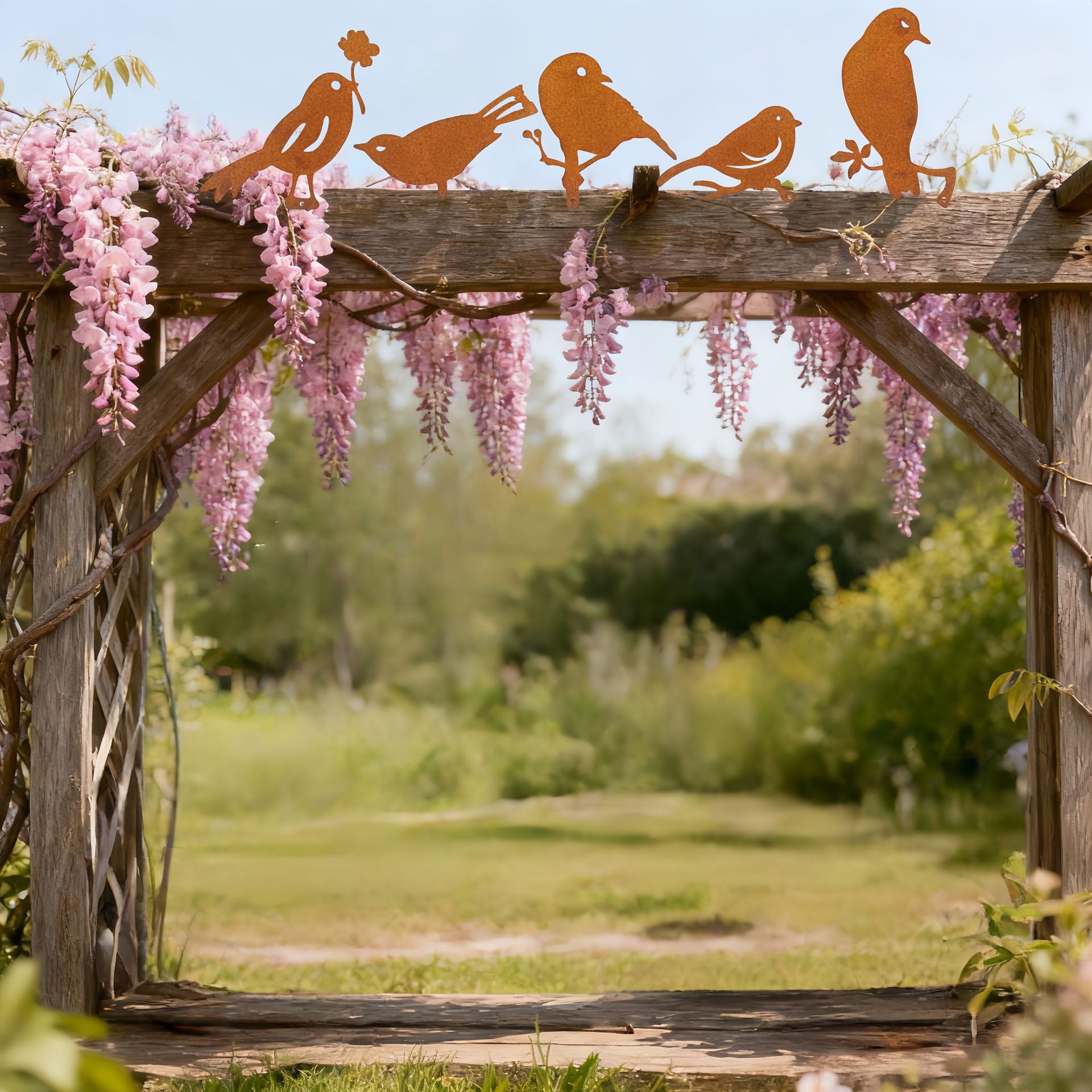 跨境Teum热销生锈金属小鸟铁艺工艺品鸟雕塑户外花园场景装饰批发-阿里巴巴