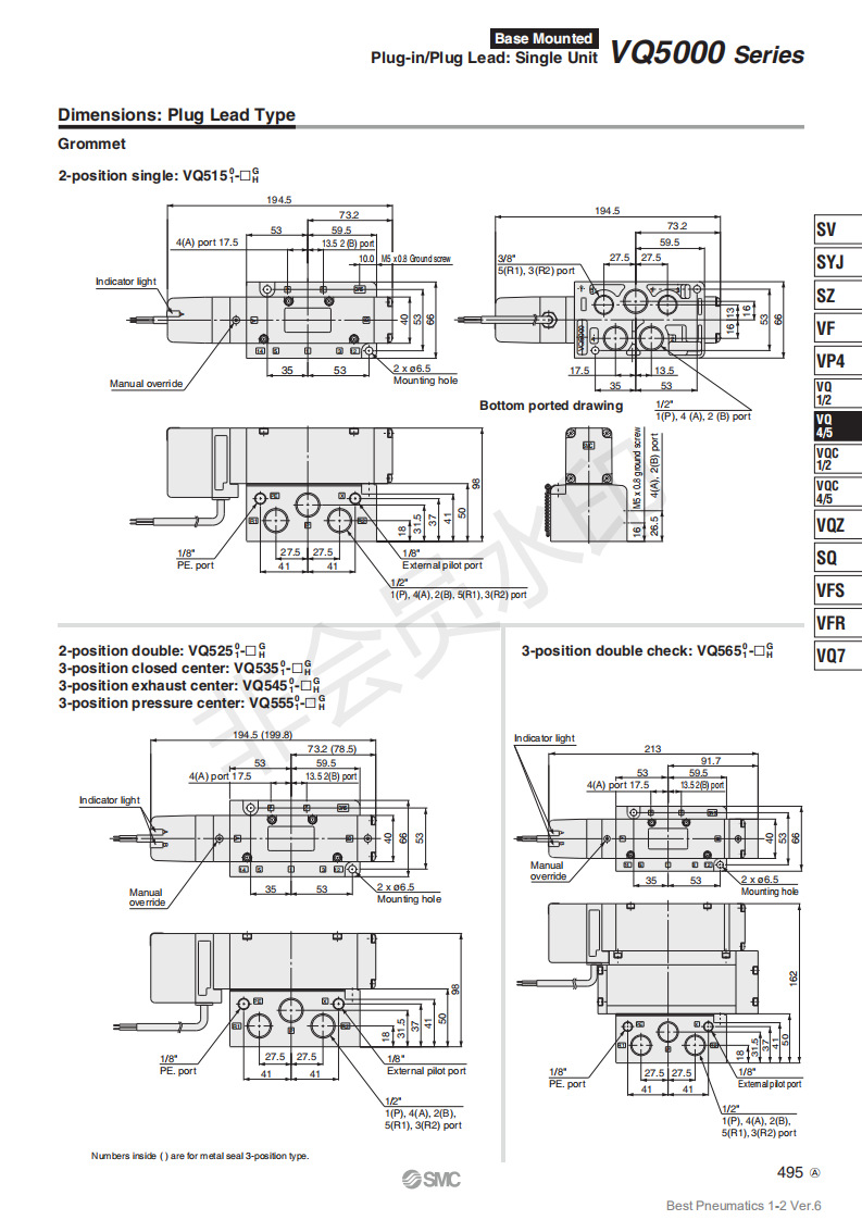 SMC电磁阀VQ4151/VQ4101R/VQ4101-6H/51//5G1/4GB/4W-03/02/04-阿里巴巴