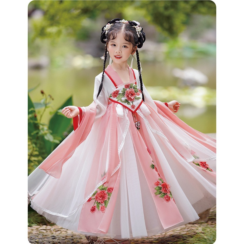 Girls kids Hanfu Fairy Dresses Han Tang suit Chinese princess cosplay ...