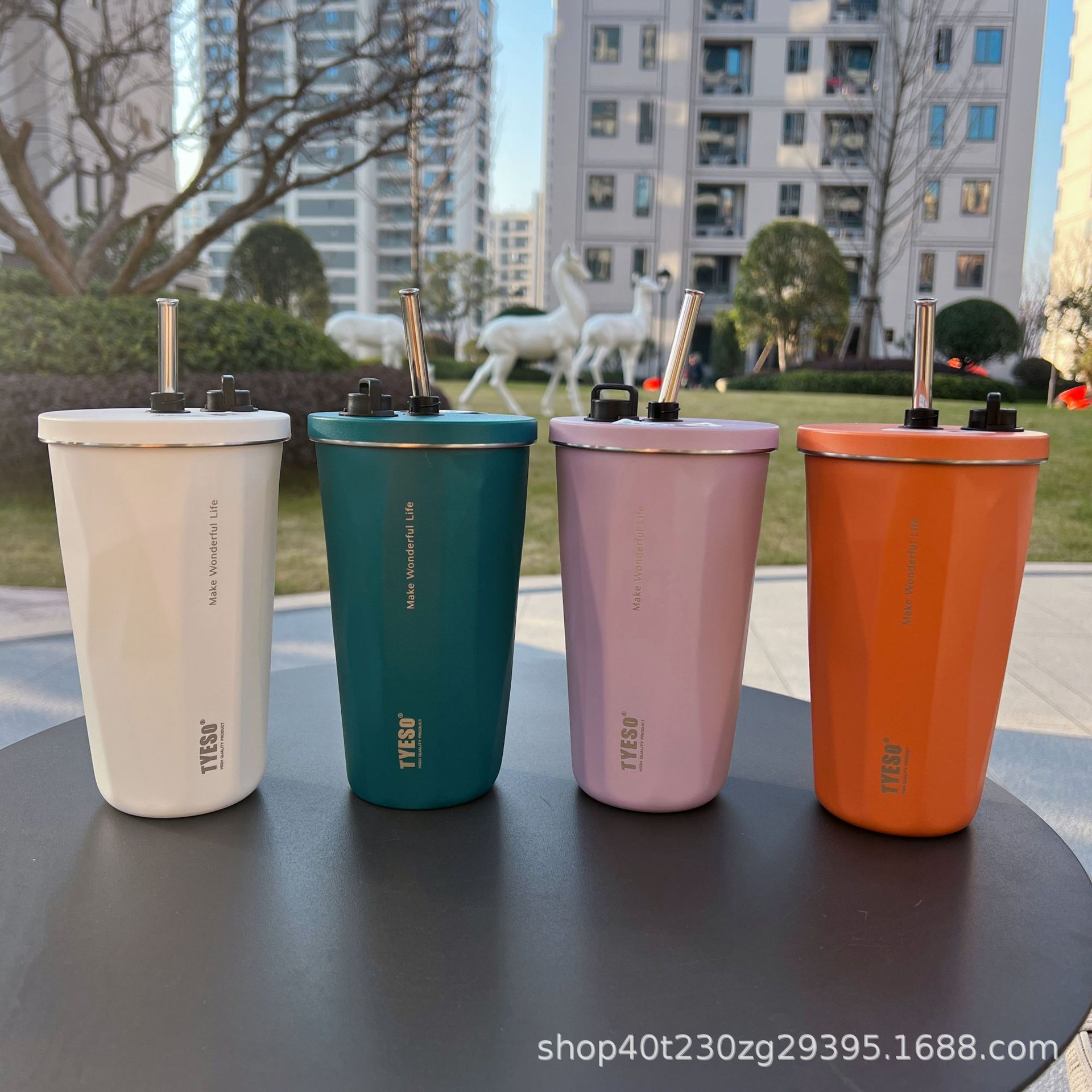 跨境专供不规则菱形304不锈钢咖啡杯办公吸管杯高颜值ins风水杯-阿里巴巴