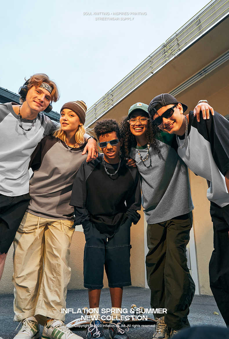 INF男装|FOG配色重磅265g撞色插肩袖T恤2024春夏高品质男士短袖T-阿里巴巴