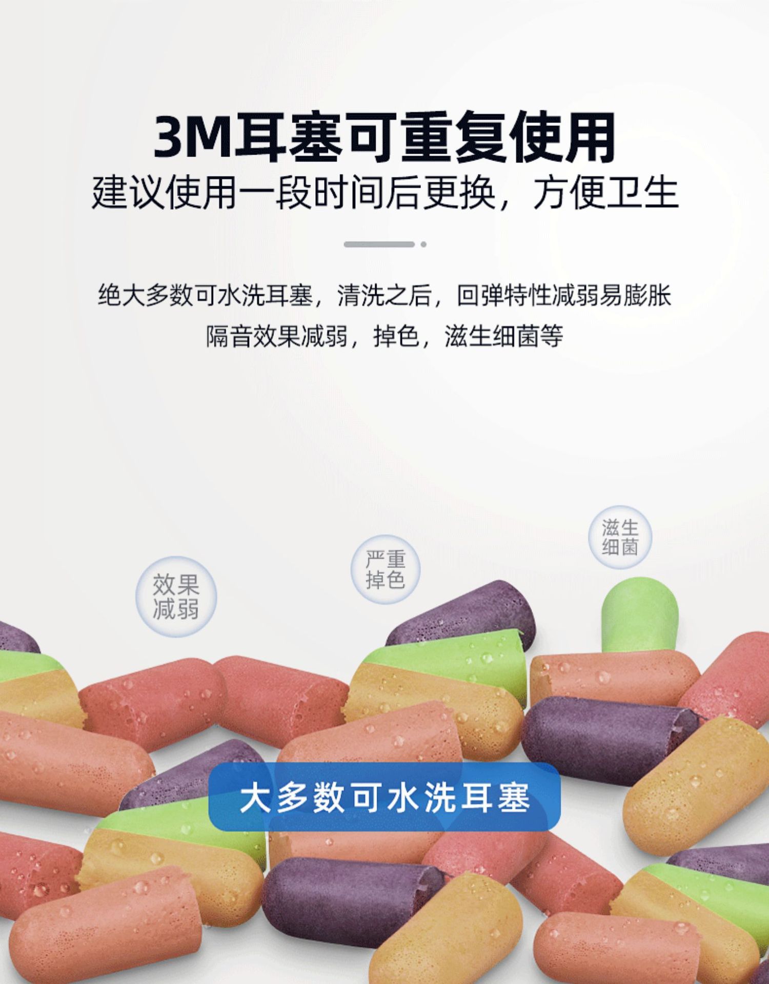 3M 312-1261铃铛型超柔隔音降噪耳塞 3m312-1250睡眠耳塞学习降噪-阿里巴巴