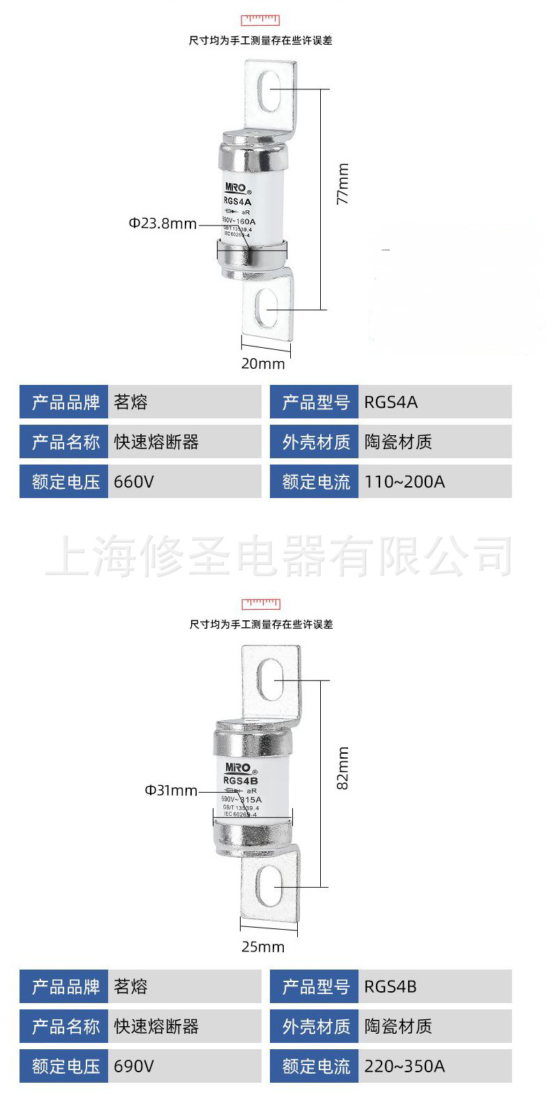 只做正品快速熔断器RGS4茗熔690V保险管50kA螺栓保险丝优惠开专票-阿里巴巴