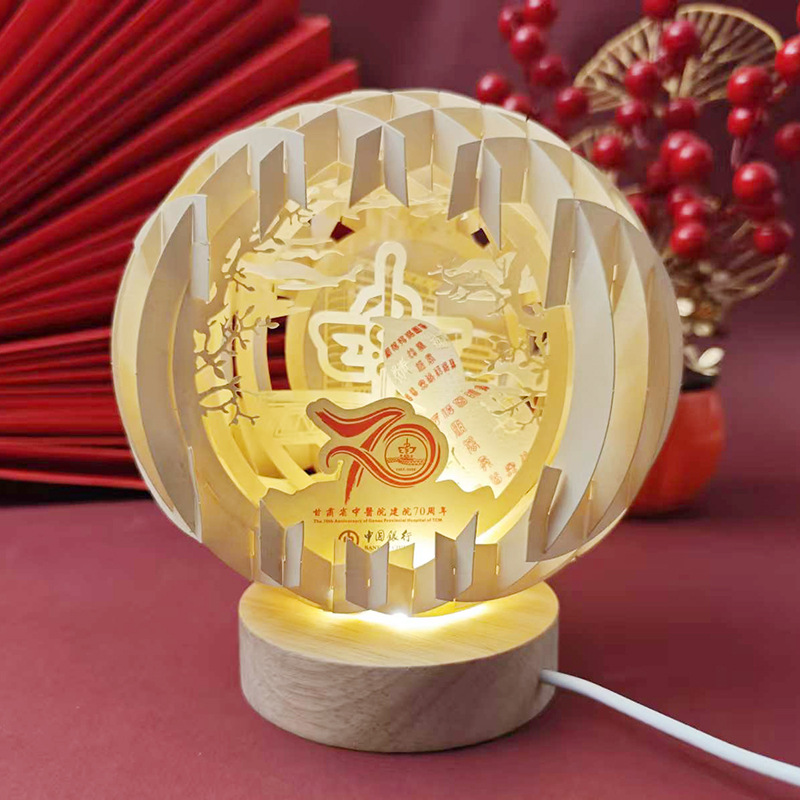 纸雕文创小夜灯手工创意礼物摆件圆形艺术灯国潮古风商务广告纸灯-阿里巴巴