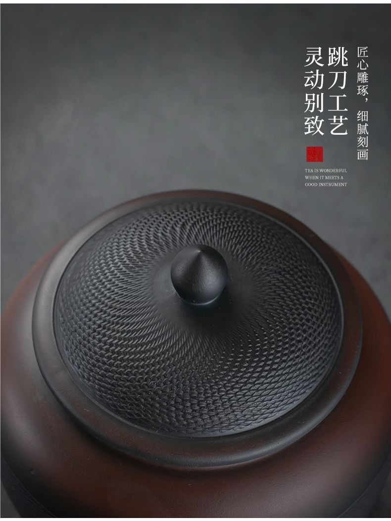 紫陶茶叶罐家用陶瓷普洱茶醒茶罐储存罐中号复古单罐简约家用礼盒-阿里巴巴