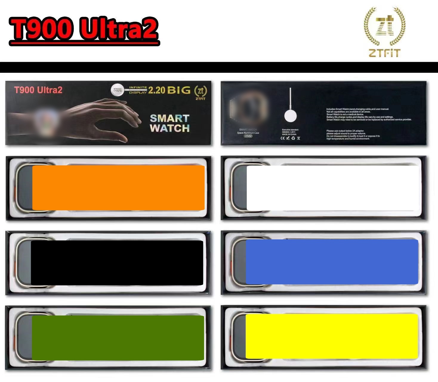 华强北新款watch9运动手表ZTfit手势接通电话T900 ultra2智能手表-阿里巴巴
