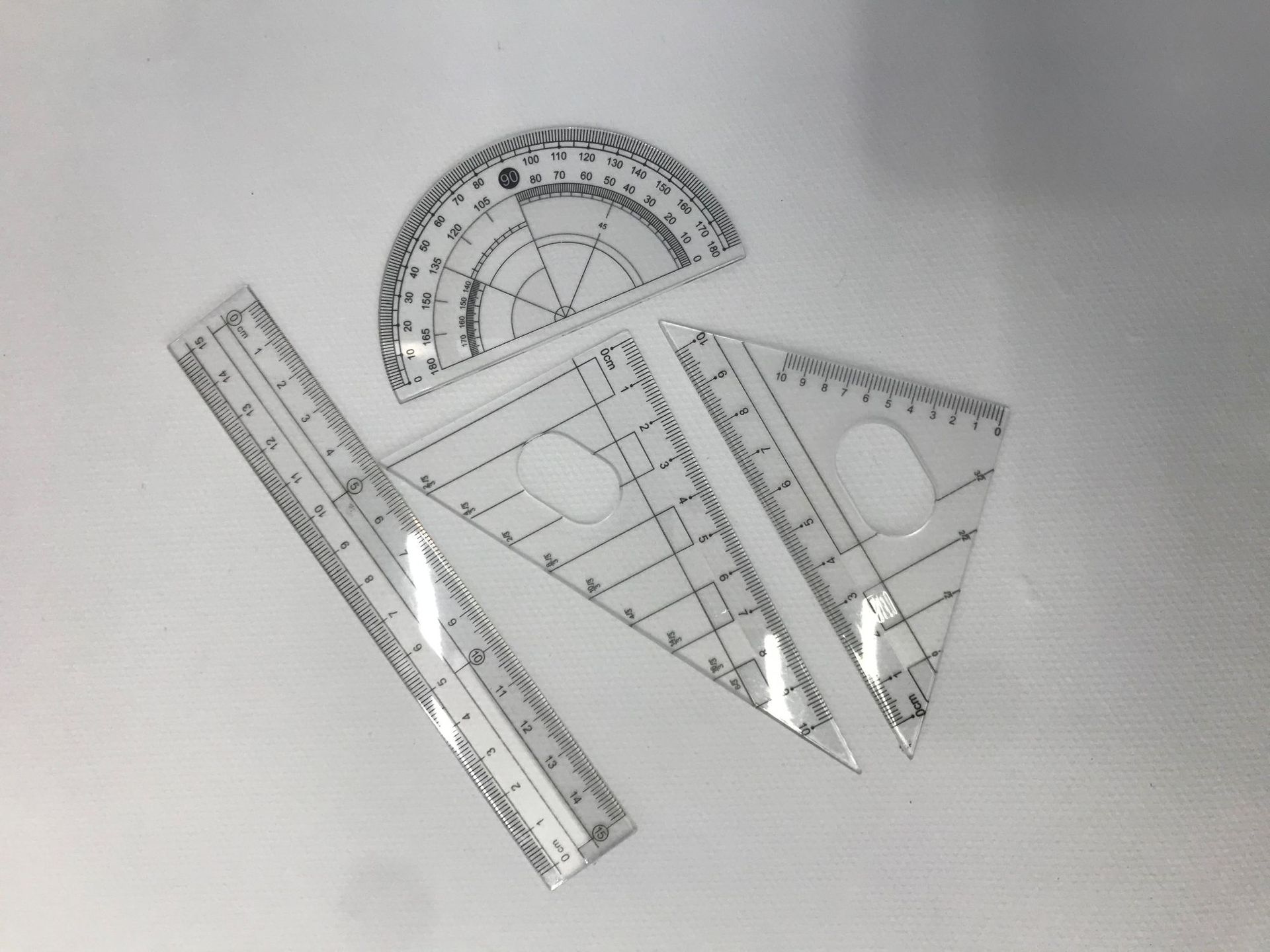 学生尺子套装 尺子 四件套 套装用尺子配套透明-阿里巴巴