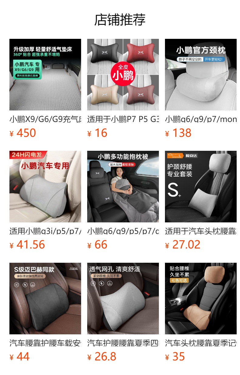 小鹏g6/g9/p7/mona m03头枕专用护颈枕靠枕汽车腰靠同款内饰用品-阿里巴巴