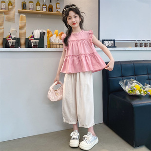 女童夏装套装2024新款儿童短袖时髦夏季小女孩时尚两件套洋气衣服-阿里巴巴