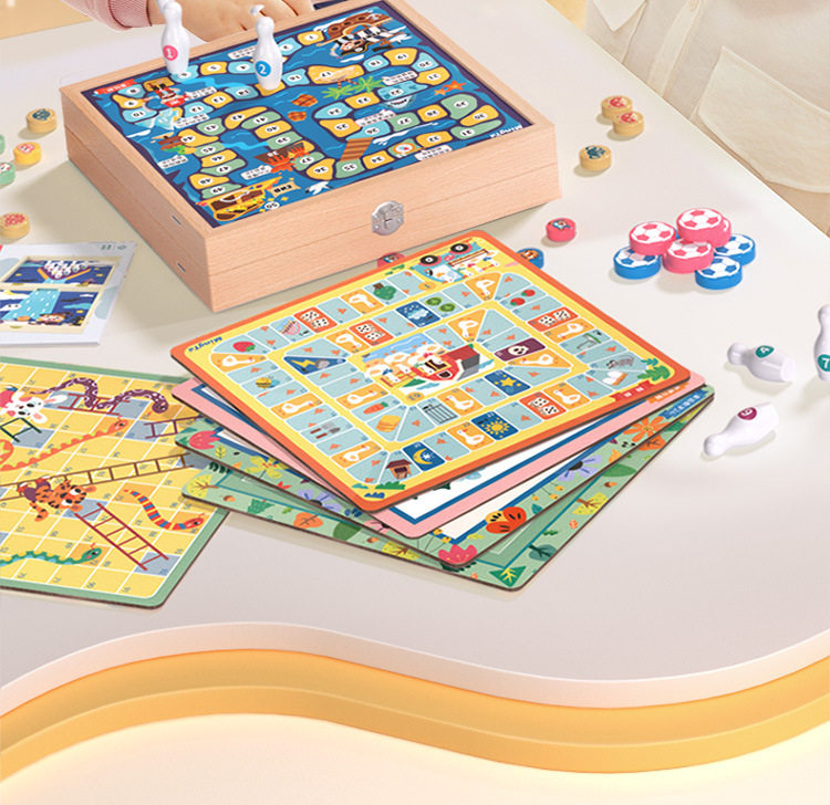 铭塔儿童飞行棋五子棋棋类大全多合一益智冒险斗兽蛇棋多功能棋盘-阿里巴巴