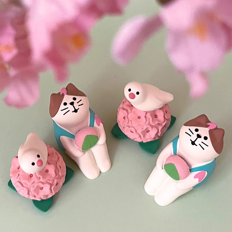 日式猫咪可爱赏花ZAKKA樱花抹茶INS潮玩公仔DIY 树脂工艺品小摆件-阿里巴巴