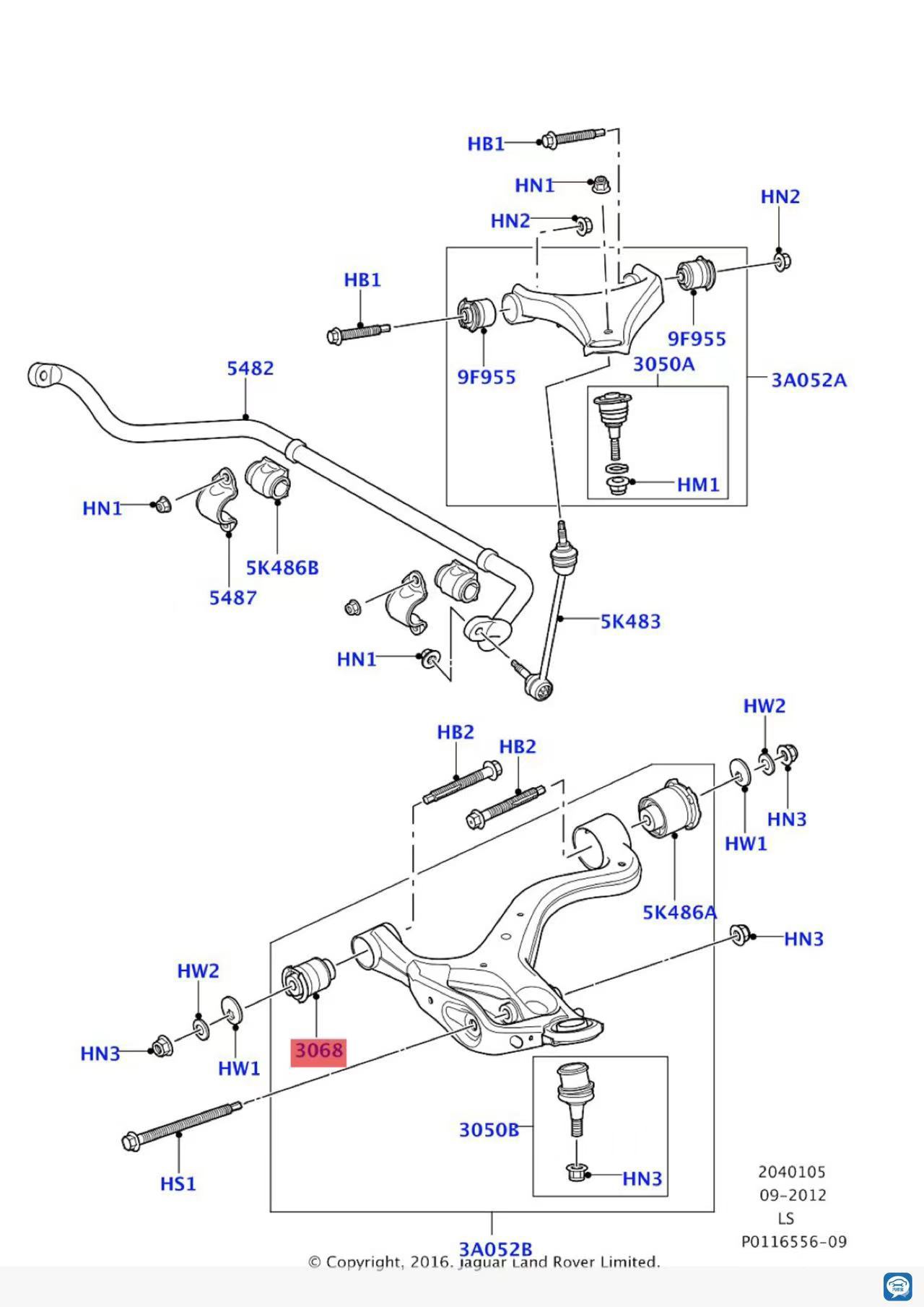 RBX500311 LR051585 适用于路虎发现3 4 下摆臂小胶套 前悬挂衬套-阿里巴巴