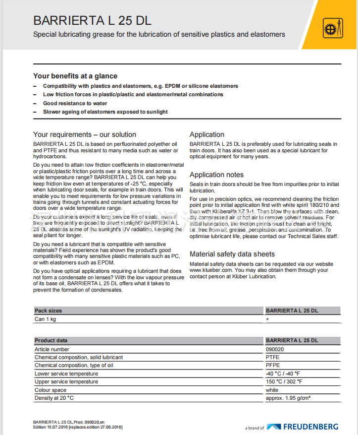 原装德国克鲁勃Kluber BARRIERTA L 25 DL全氟聚醚全合成润滑脂-阿里巴巴