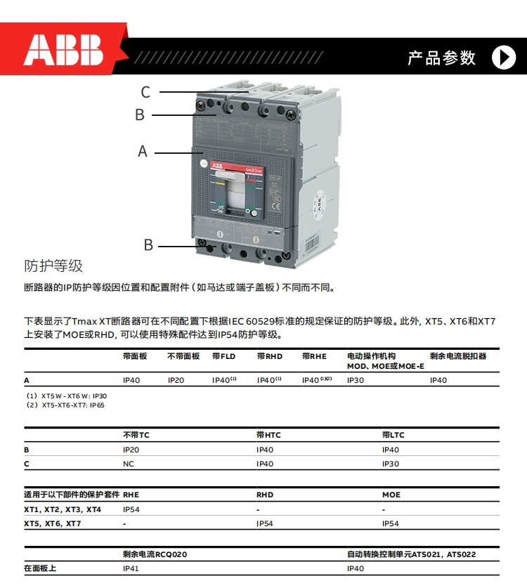 ABB塑壳断路器XT1N/XT2N/XT3N160 TMD100-1000/160-1600 FF 3P/4P-阿里巴巴