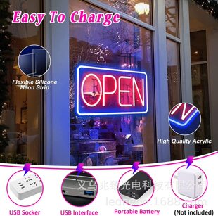 LED OPEN SIGN营业装饰广告牌悬挂式发光霓虹灯装饰OPEN灯-阿里巴巴