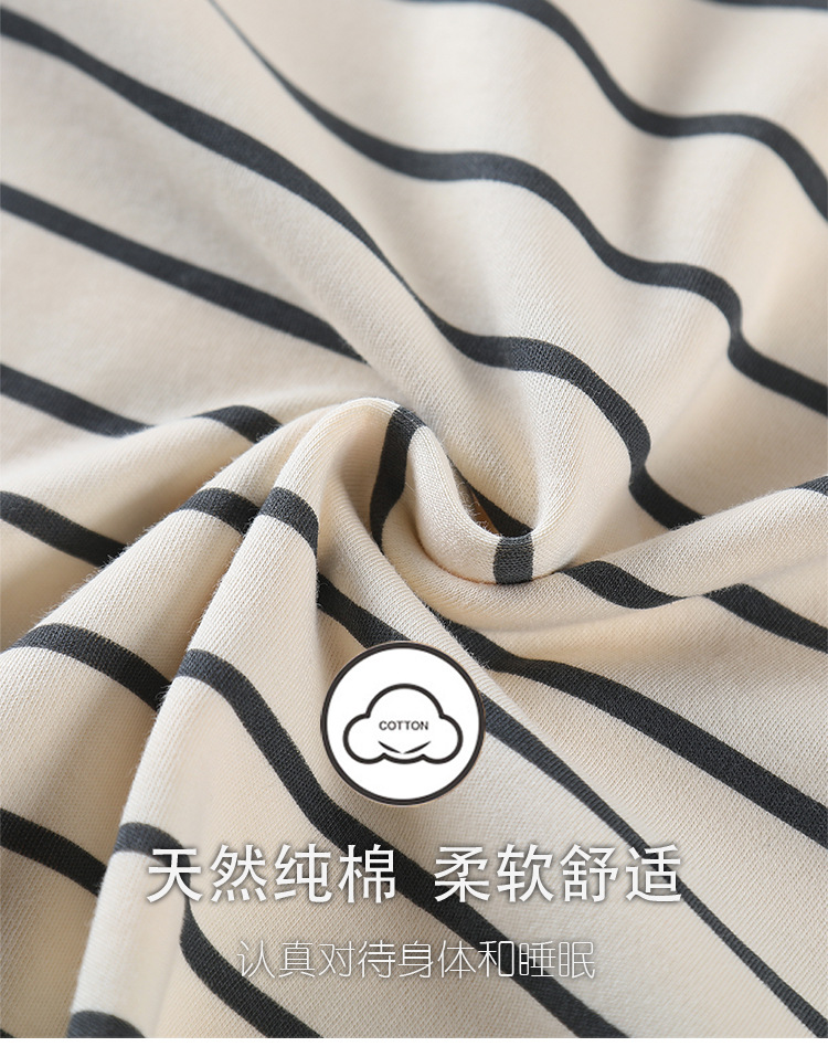 纯棉圆领宽松带胸垫睡衣女士夏季女可外穿全棉家居服短袖长裤套装-阿里巴巴