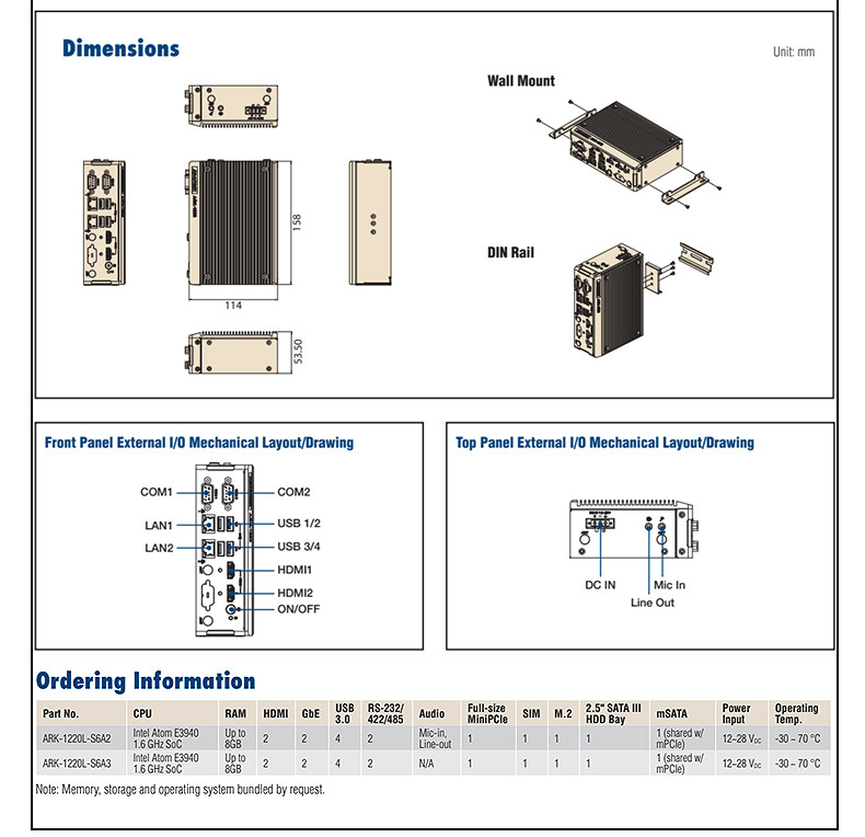 研华嵌入式无风扇工控机ARK-1220L/1220F小型工业主机工控电脑-阿里巴巴