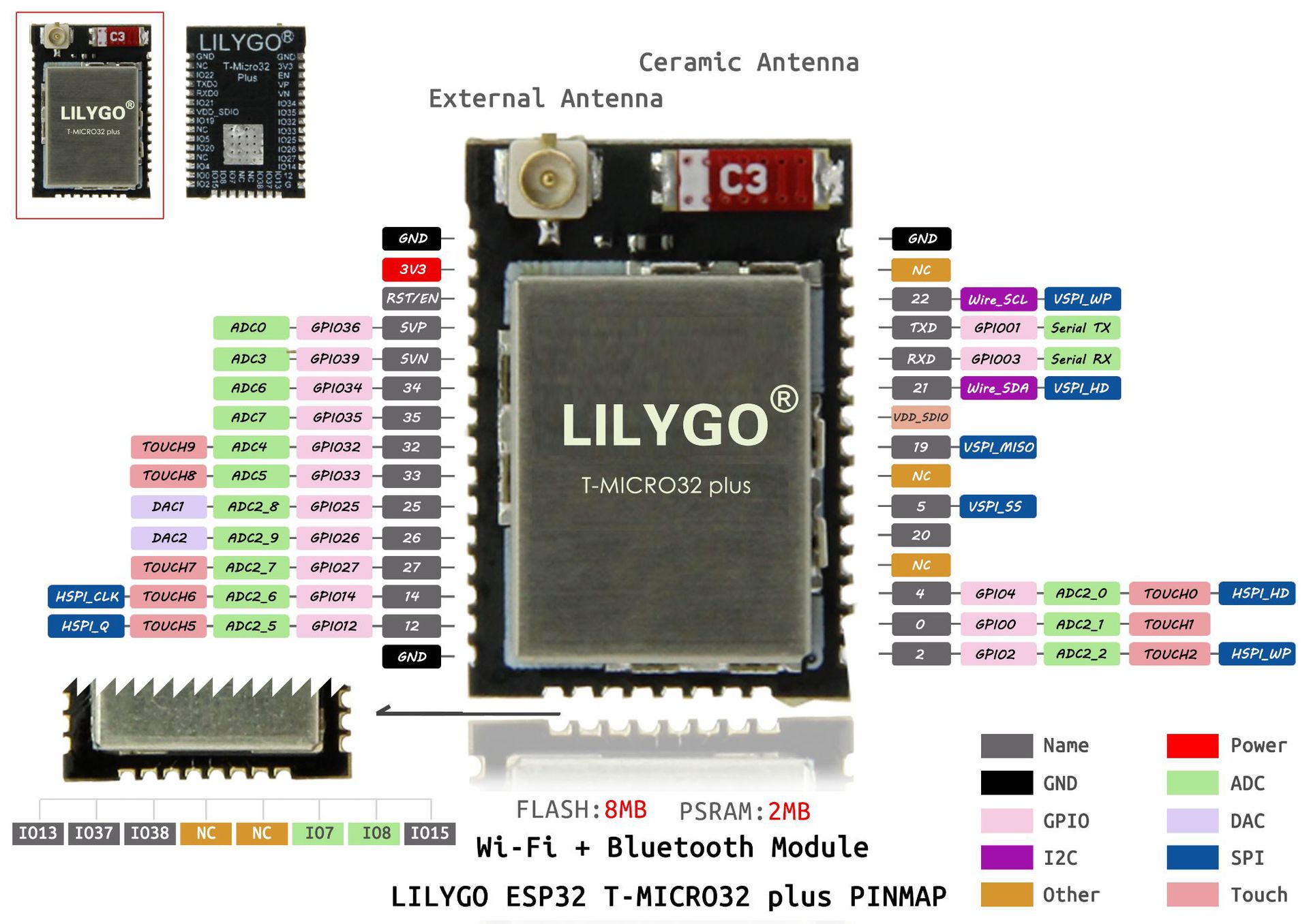 LILYGO® T-Micro32 Plus 8MB flash 2MB Psram ESP32-阿里巴巴
