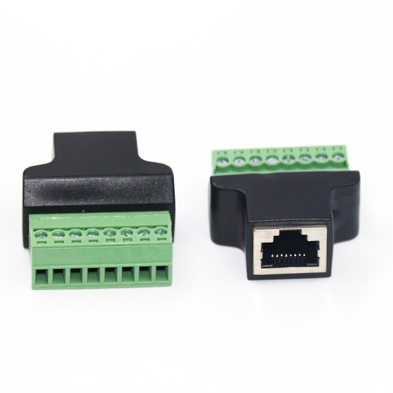 RJ45母转8Pin端子RJ45水晶头接线转8位端子 8C网口母座转绿色端子-阿里巴巴