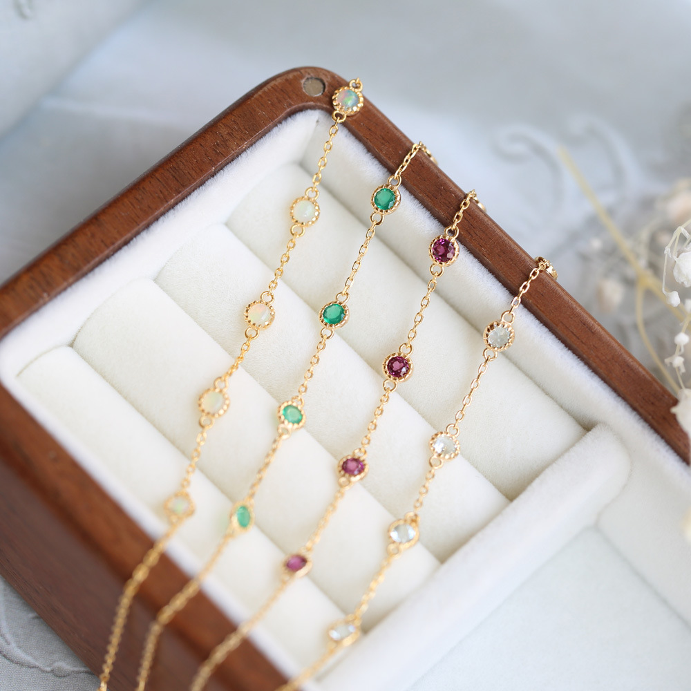 agete五颗宝石圆梦系列925银 天然欧泊 石榴石绿玉髓梦想成真手链-阿里巴巴