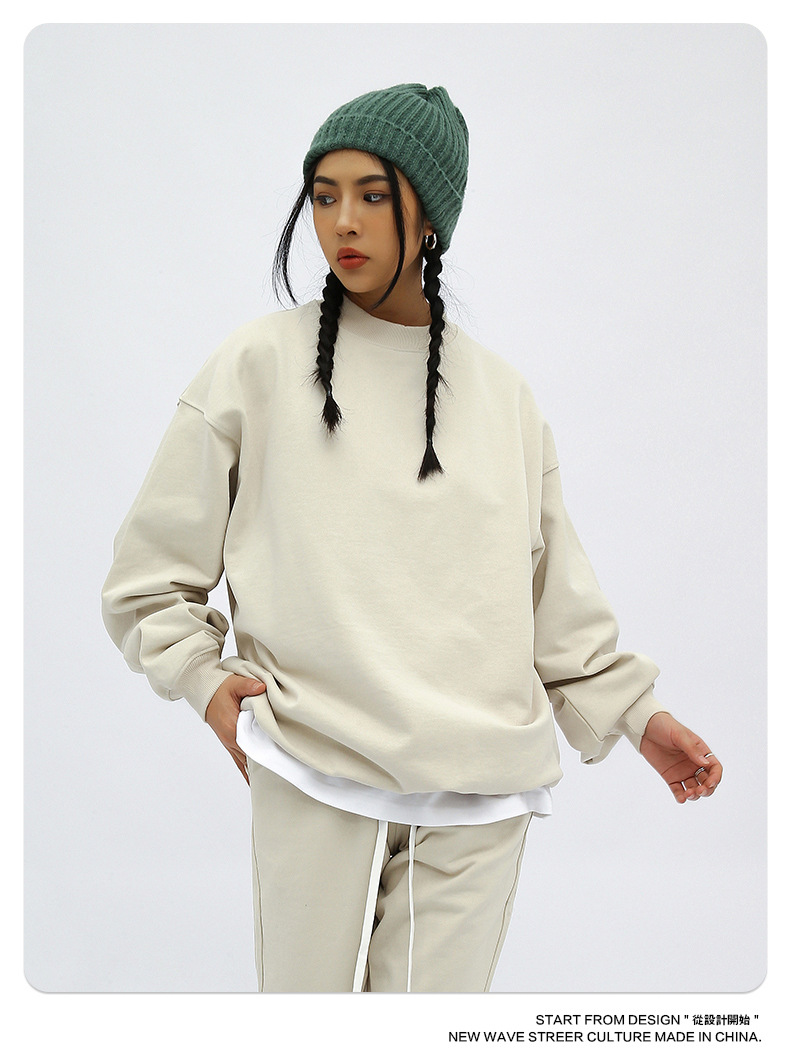 RFSD男装|2023秋冬新款420g克重磅毛圈美潮高街宽松圆领纯色卫衣-阿里巴巴