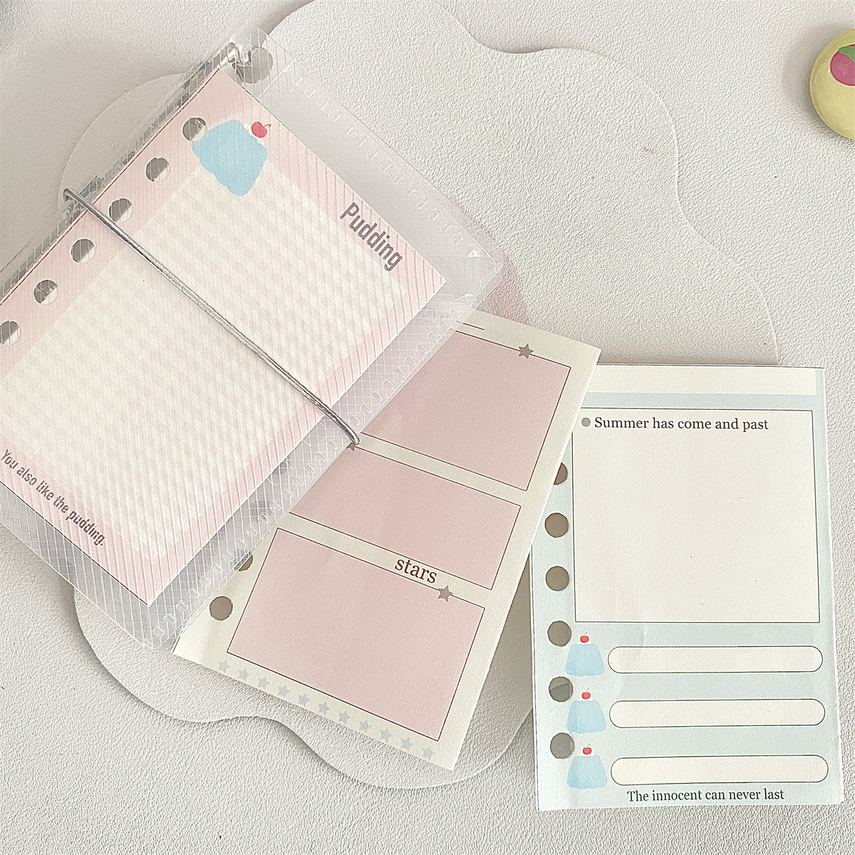 10张原创三折M5布丁内页替芯活页纸韩系手账本彩色星星手账内页-阿里巴巴