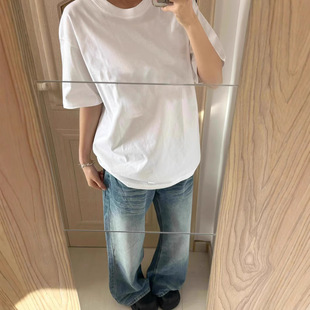 260G重磅纯棉白色短袖新款长袖T恤女2025春夏宽松内搭打底衫上衣-阿里巴巴