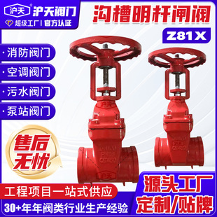 沪天消防阀门沟槽明杆闸阀Z81X 球墨铸铁沟槽软密封闸阀DN100-阿里巴巴