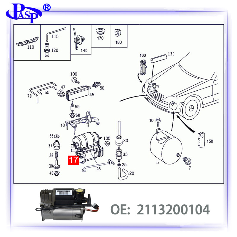 工厂直销 适用于 W220 W211 W219 空气泵 2203200104 2113200304-阿里巴巴
