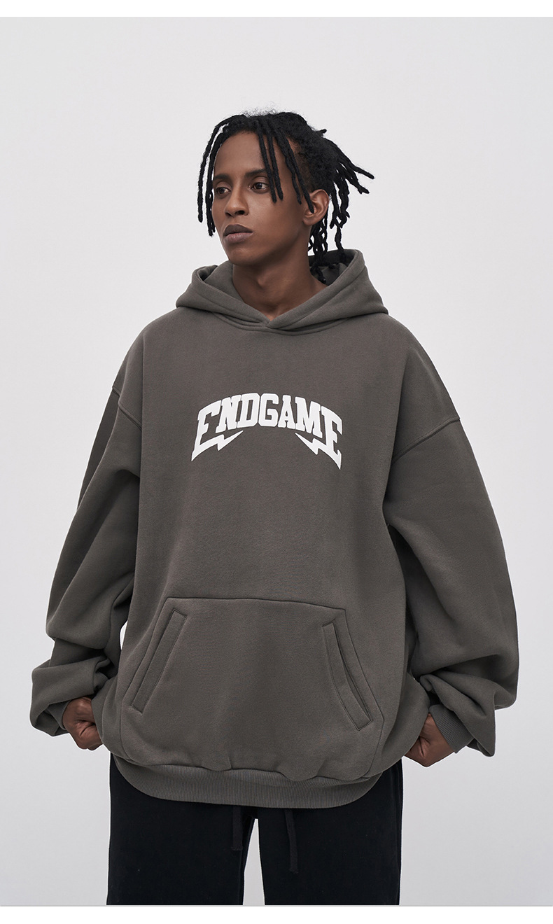 RFSD男装|2023秋冬380g加绒连帽卫衣发泡印花卫衣男士宽松上衣-阿里巴巴