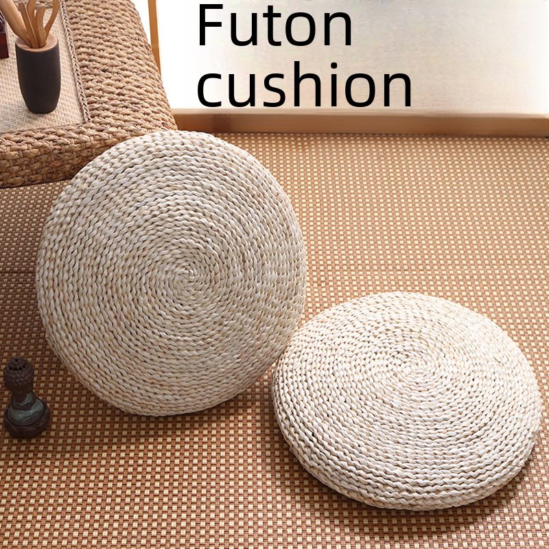 Straw-woven futon corn husk woven cushion tatami ground cattail round ...