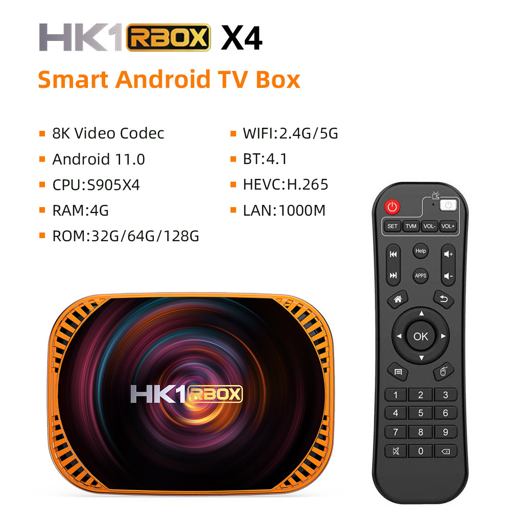 HK1 RBOX-X4安卓11 TV BOX 外贸机顶盒 S905X4 8K网络播放器-阿里巴巴
