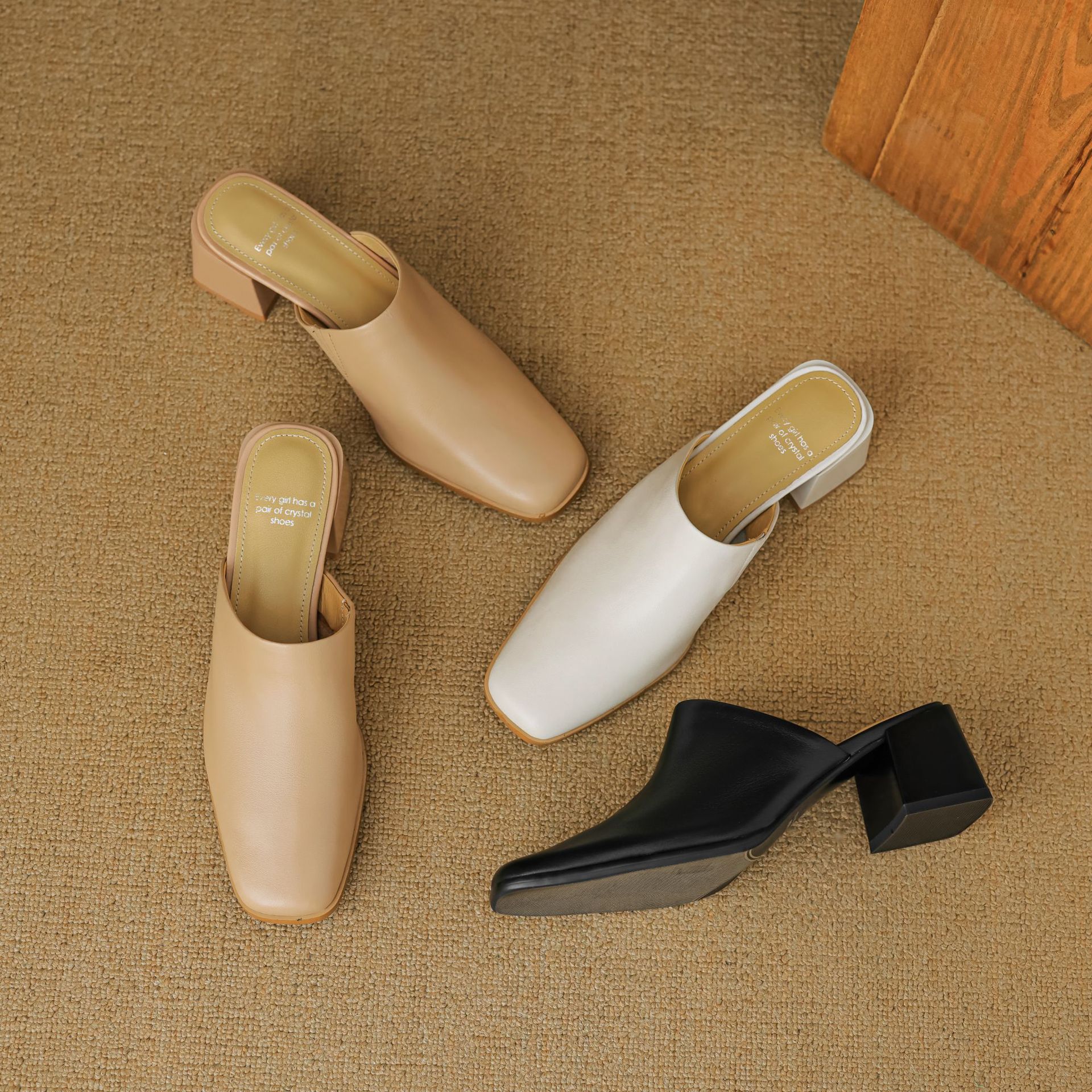 CHIKO Adele Square Toe Block Heels Clogs/Mules Shoes