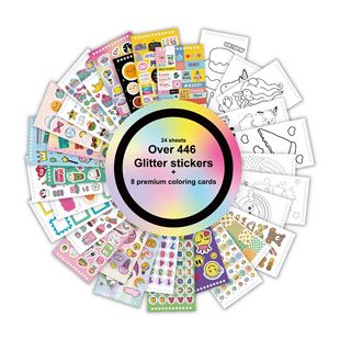跨境Glitter Sticker Book英文镭射卡通diy趣味派对闪光贴纸本-阿里巴巴
