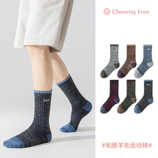 CHEEMYFREE秋冬蓄热保暖潮流羊毛中筒女袜保暖滑雪色纱吸汗运动袜-阿里巴巴