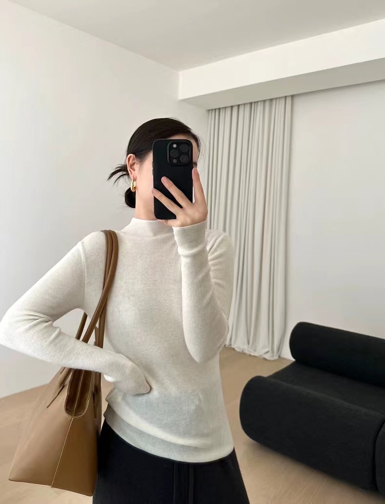 AS源C货2024冬季新款48支德国扬子纱半高领100%绵羊毛打底衫女高-阿里巴巴