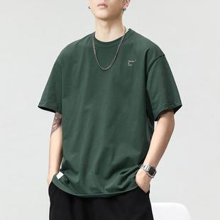 军绿美式重磅260g短袖T恤男宽松潮牌夏季ins半袖潮流休闲上衣体桖-阿里巴巴