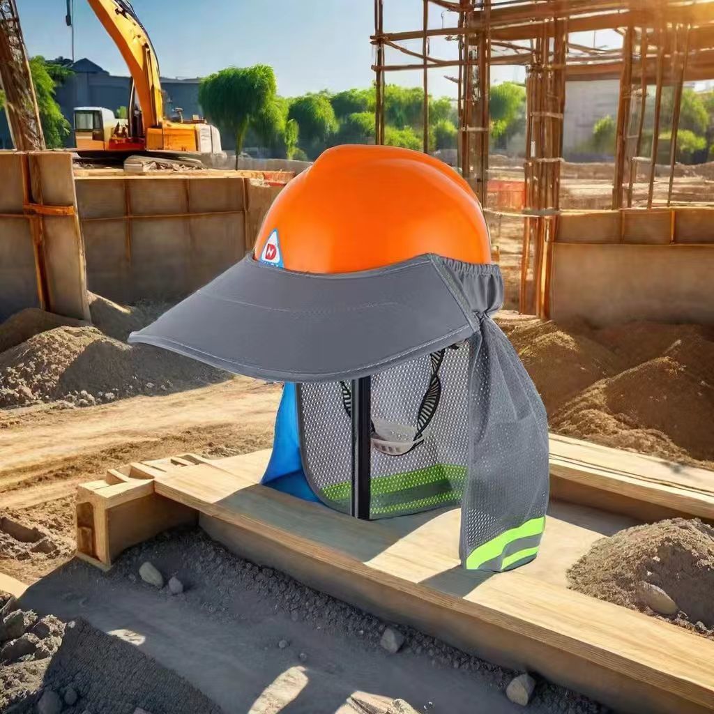 夏季建筑工人标准安全防晒帽子鸭舌款大帽沿防晒帽遮阳透气帽檐无-阿里巴巴
