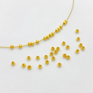 s925银镀24k金3mm圆珠金珠串珠 小隔珠手工DIY保色散珠手链配件-阿里巴巴