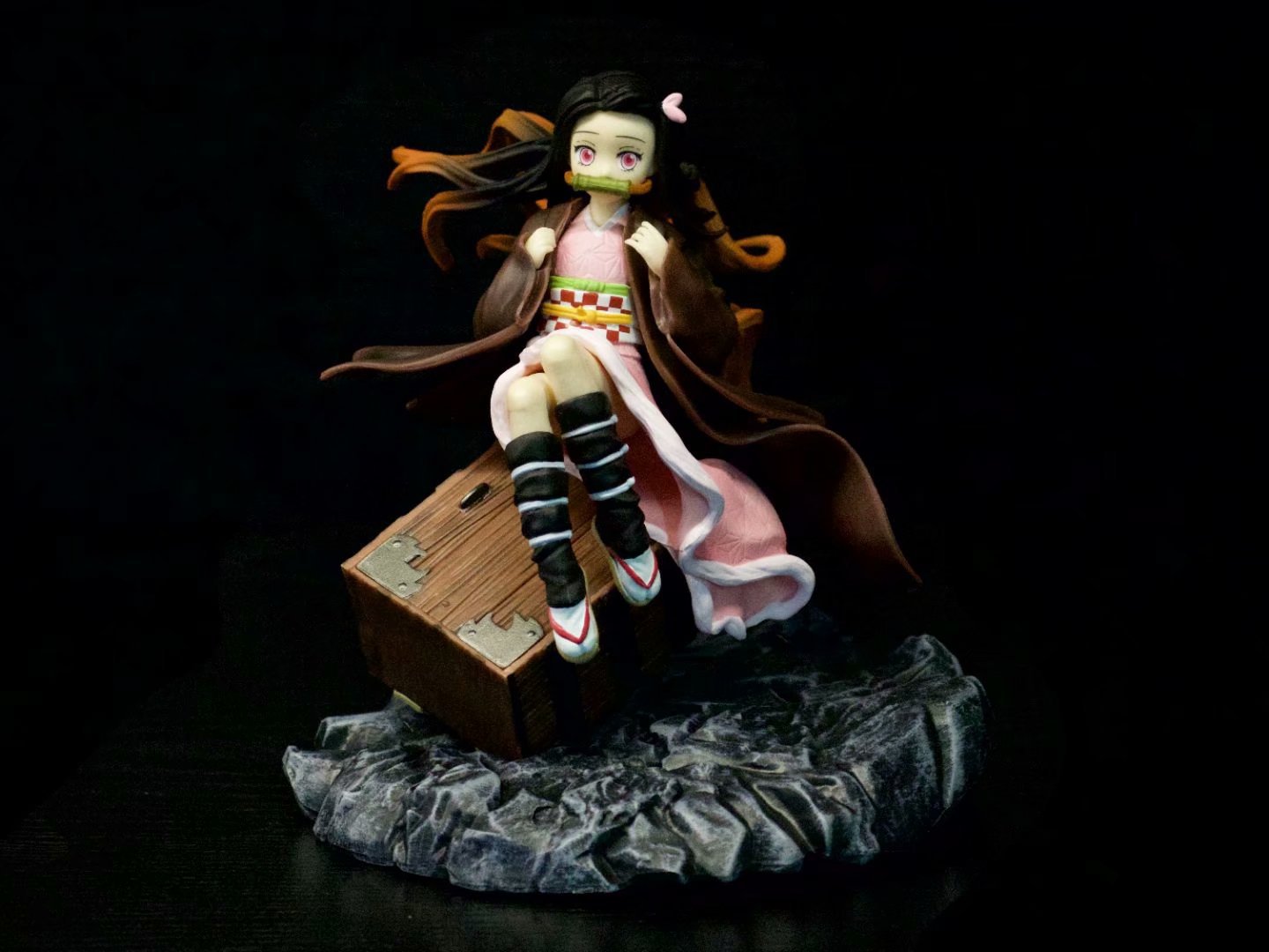 鬼灭之刃GK场景造型坐姿妳豆子 炭治郎 灶门祢豆子动漫手办-阿里巴巴