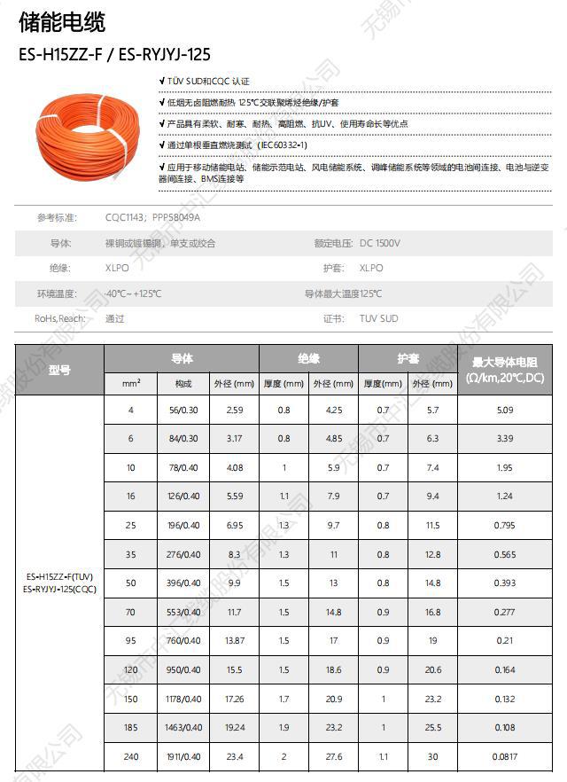 TUV认证 带护套储能电缆125度1500V ES-H15ZZ-F ES-RYJYJ-125-阿里巴巴