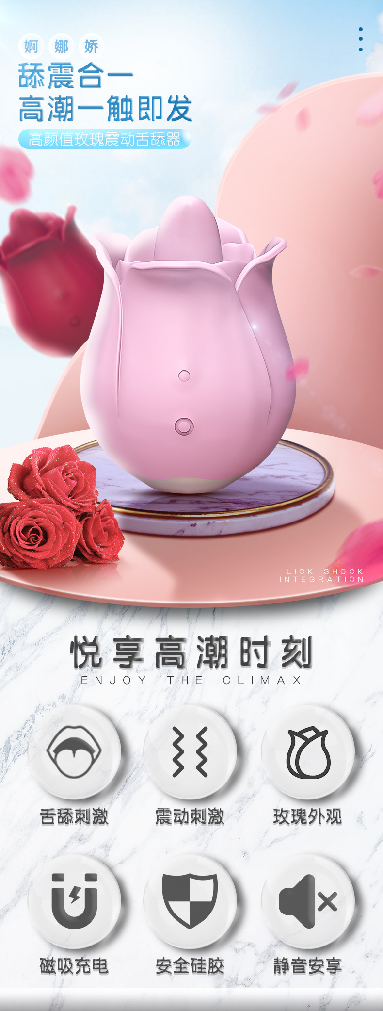 斯汉德SHD-S361-4跨境玫瑰花吮吸震动器 女用阴蒂乳头情趣跳蛋-阿里巴巴